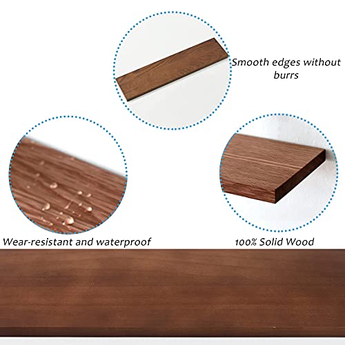 YINKSONG Floating Shelves for Wall Mounted Set of 2(23.6”),Wall Decorative Shelf,Modern Storage Display Wall Shelves for Living Room Kitchen Bathroom(Walnut)