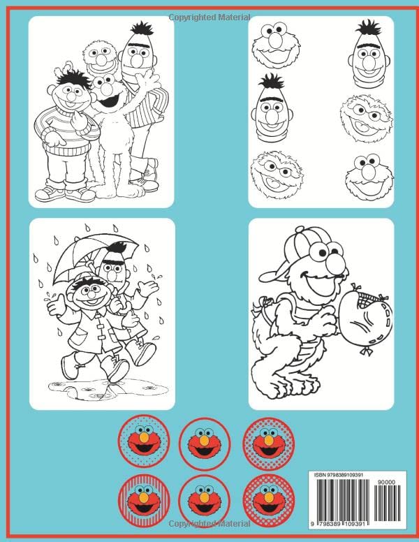 Elmo Coloring Book: Large 90 Cute Illustrations for Emlo and His Friends, Beautiful Gift Activity Book for Toddlers, Kindergarten and Preschool Kids Ages 2-6: For Self-Interaction