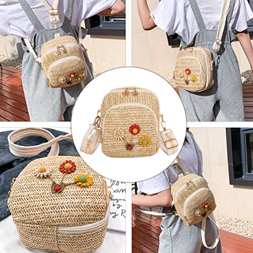 TENDYCOCO Crossbody Bag Straw Woven Purses and Handbags Convertible Shoulder Bag for Women Bucket Bag