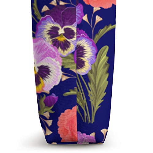 Western Pioneer Country Woman Pansy Floral Pattern with Blue Tote Bag