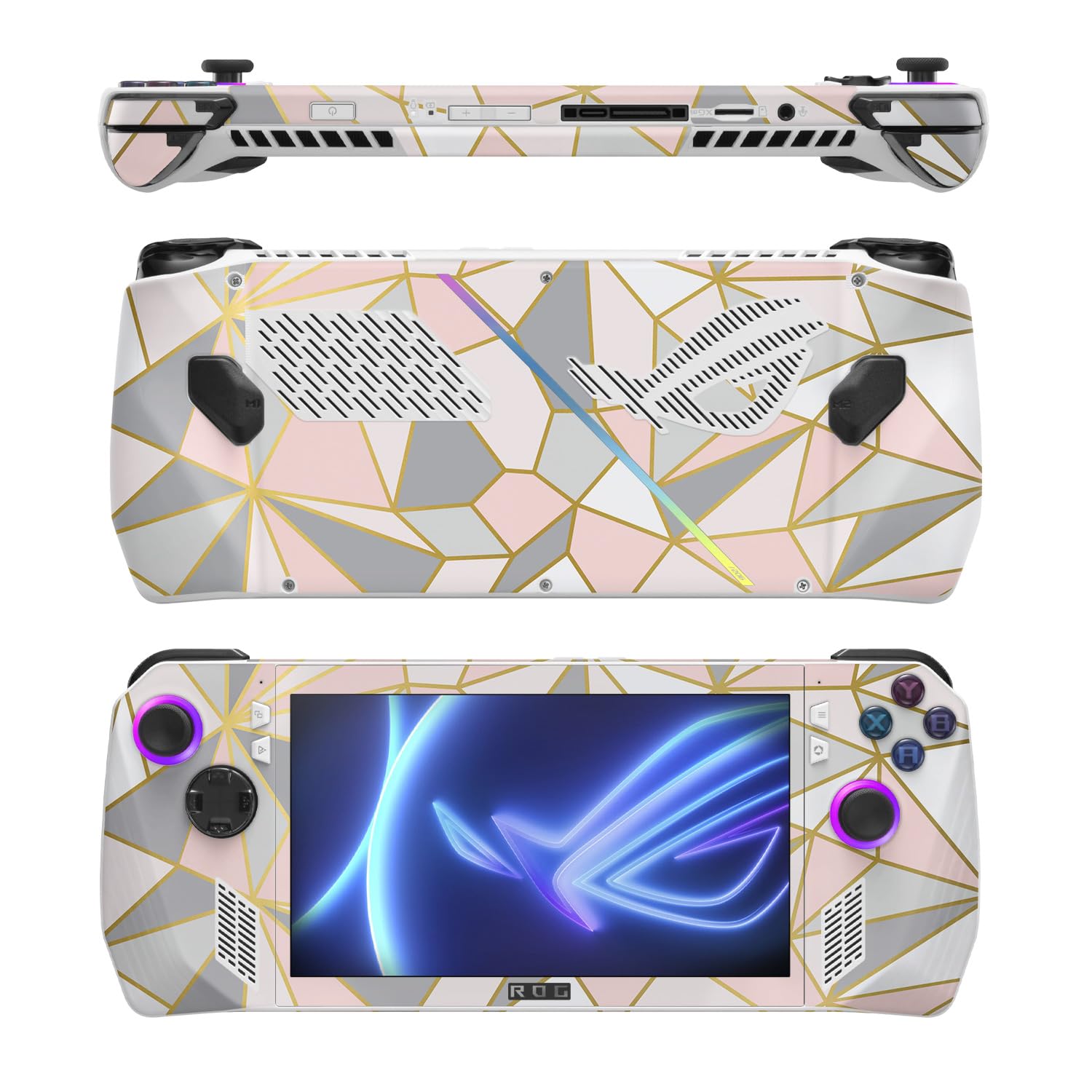 MightySkins Skin Compatible with Asus ROG Ally - Rose Gold Polygon | Protective, Durable, and Unique Vinyl Decal wrap Cover | Easy to Apply