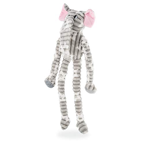 Flourish Pets 3 in 1 Multi-Layer Chew Toy for Active Dogs | Non-Toxic BPA Free Double Stitched Soft Fabric Exterior Dog Toys | Long-Lasting Dog Plush Toys - Long Leg Ellie Elephant (24″)