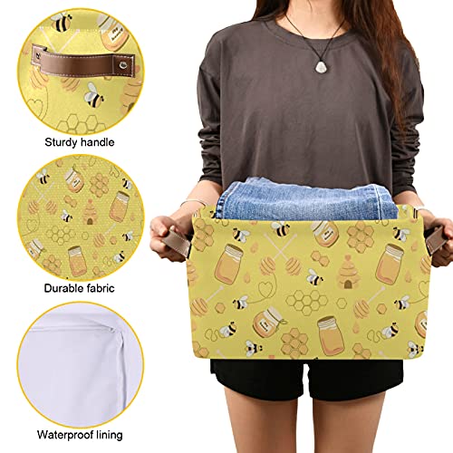 xigua Bee Honey Storage Bin for Toy Storage Basket Dirty Clothes Sundries Office Home Closet Organizer Shelf Cube Box Waterproof Laundry Basket