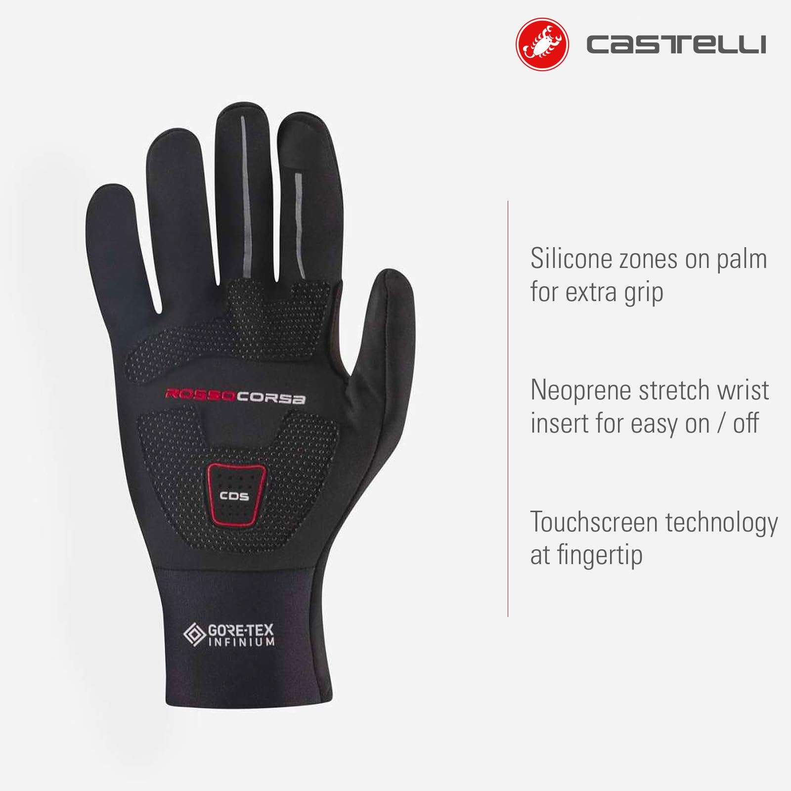 CASTELLI Men's Perfetto ROS Glove for Road and Gravel Biking I Cycling - Black - Large