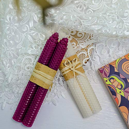 LA BELLEFÉE 16 Pcs Beeswax Candles Natural Honeycomb Candles, Handmade Beeswax Taper Candles, Non Scented Candles for Home & Church, Romantic Candlelit Dinner, 9 Inch Each