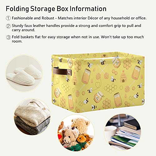 xigua Bee Honey Storage Bin for Toy Storage Basket Dirty Clothes Sundries Office Home Closet Organizer Shelf Cube Box Waterproof Laundry Basket