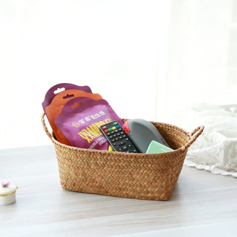 DOKOT Woven Baskets For Storage, Rattan Baskets With Handles For Kitchen, Wicker Baskets For Storage Organizer, Small Baskets for Fruits , Seagrass Baskets Set of 3