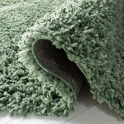 SAFAVIEH August Shag Collection 5'3" x 7'6" Green AUG200Y Solid Non-Shedding Living Room Bedroom Dining Room Entryway Plush 1.5-inch Thick Area Rug