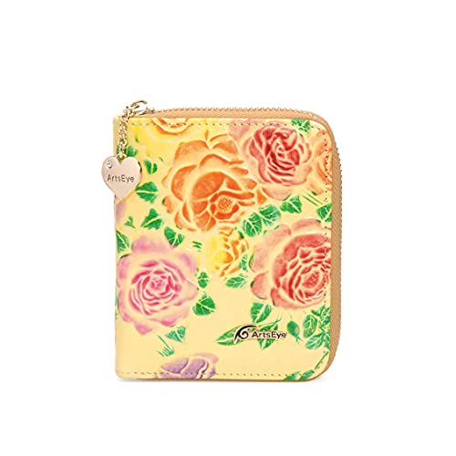 ArtsEye Women's Short Zip Around Wallet (yellow rose)