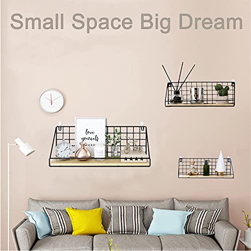 RANYUBIN Floating Shelves Wall Mounted, Rustic Wood Storage Set of 3 for Picture Frames, Collectibles, Decorative Items, Great for Living Room, Office, Bedroom, Bathroom, Kitchen etc