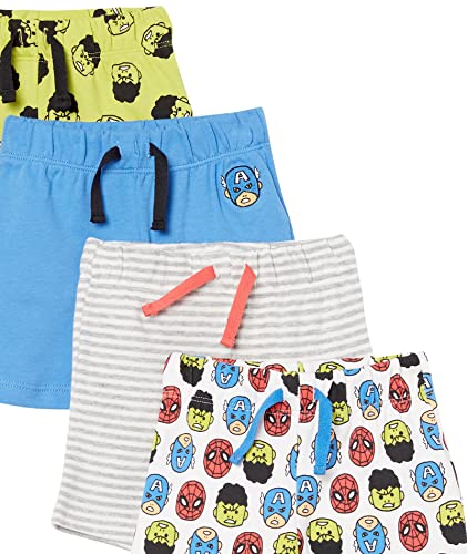 Amazon Essentials Disney | Marvel | Star Wars Baby Boys' Shorts, Pack of 4, Marvel Friends, 24 Months