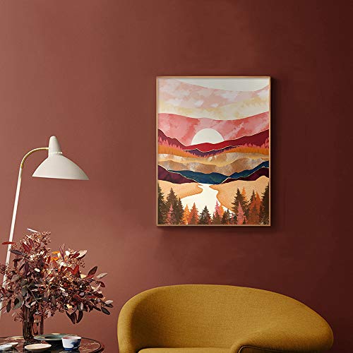 Yumknow Abstract Nature Wall Art - Boho Wall Art for Bedroom Wall Decor for Living Room Pictures for Wall Prints, Unframed 16x20 inch, Mountain Decor, Sunset Wall Art, Moon Poster,Modern Fall Wall Art