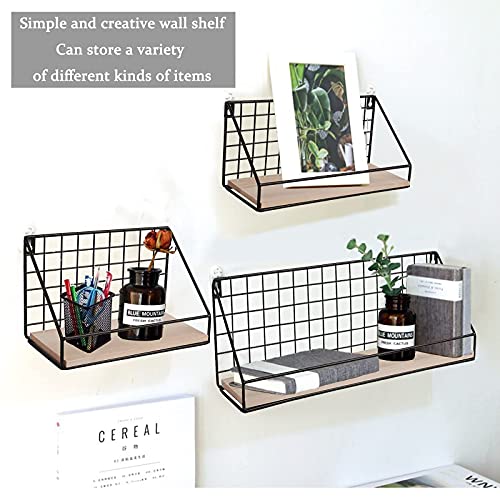 RANYUBIN Floating Shelves Wall Mounted, Rustic Wood Storage Set of 3 for Picture Frames, Collectibles, Decorative Items, Great for Living Room, Office, Bedroom, Bathroom, Kitchen etc
