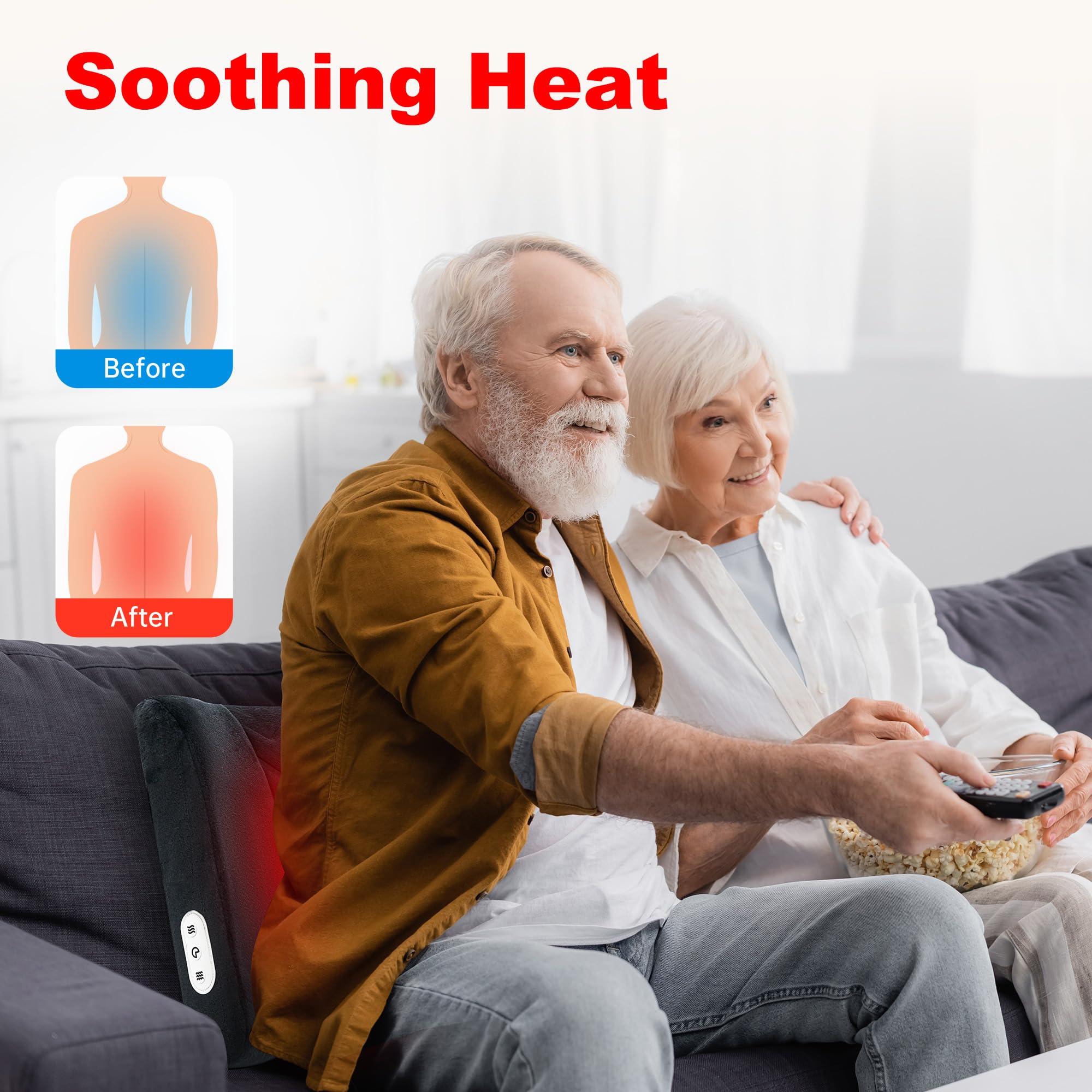 CILI Lumbar Support Pillow for Office Chair, Heated Back Support Pillow with Vibration, Back Massager for Chair, Back Rest Cushion Pillow for Desk Chair Sofa, Gifts for Mom Dad Women Men