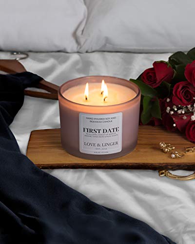 Romantic Candles | Valentines Candle | Luxury Soy & Beeswax Candles for Home | 16 oz. Large Jar 3 Wick Candle | Love Candle | Candle Gift | Engagement Candle
