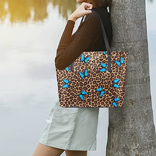 Butterfly On Leopard Spot {5} Handbags Shoulder Bags Leather Crossbody Handbag for Women Tote Satchel