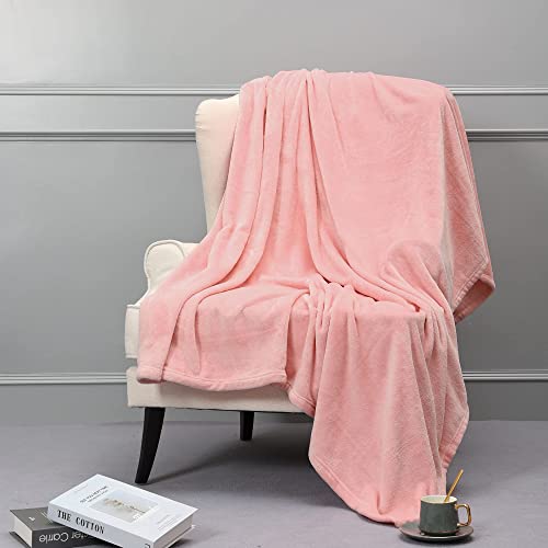 NANPIPER Fleece Blankets, Super Soft Flannel Queen Size Blanket for Bed, Luxury Cozy Microfiber Plush Fuzzy Blanket,Pink