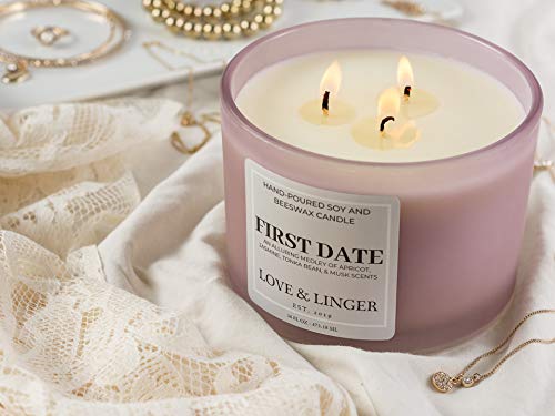 Romantic Candles | Valentines Candle | Luxury Soy & Beeswax Candles for Home | 16 oz. Large Jar 3 Wick Candle | Love Candle | Candle Gift | Engagement Candle