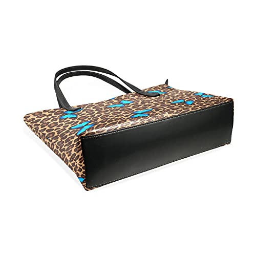Butterfly On Leopard Spot {5} Handbags Shoulder Bags Leather Crossbody Handbag for Women Tote Satchel