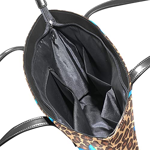Butterfly On Leopard Spot {5} Handbags Shoulder Bags Leather Crossbody Handbag for Women Tote Satchel