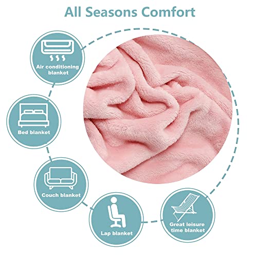 NANPIPER Fleece Blankets, Super Soft Flannel Queen Size Blanket for Bed, Luxury Cozy Microfiber Plush Fuzzy Blanket,Pink