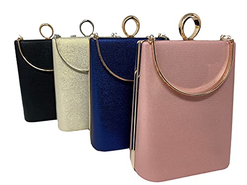 Cirilla Women Snake Pattern Evening Bag Clutch Purse Crossbody Bag with Ring-style lock for Wedding Cocktail Party Banquet (black)