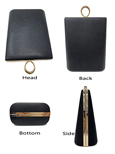 Cirilla Women Snake Pattern Evening Bag Clutch Purse Crossbody Bag with Ring-style lock for Wedding Cocktail Party Banquet (black)