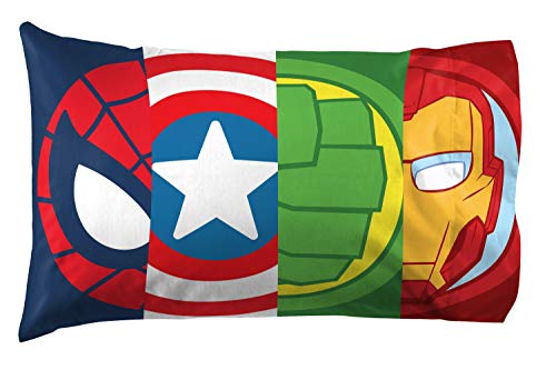 Marvel Super Hero Adventures Double Team 1 Pack Pillowcase - Double-Sided Kids Super Soft Bedding - Features The Avengers (Official Marvel Product)