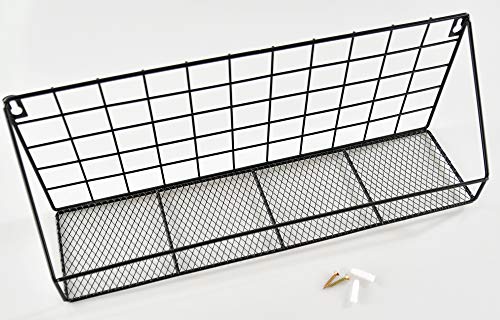 Home-X Rustic Metal Wall Floating Shelf, Large Floating Shelves for Wall, Hanging Shelf for Bedroom, Bathroom, Kitchen-17" x 5" x 6"