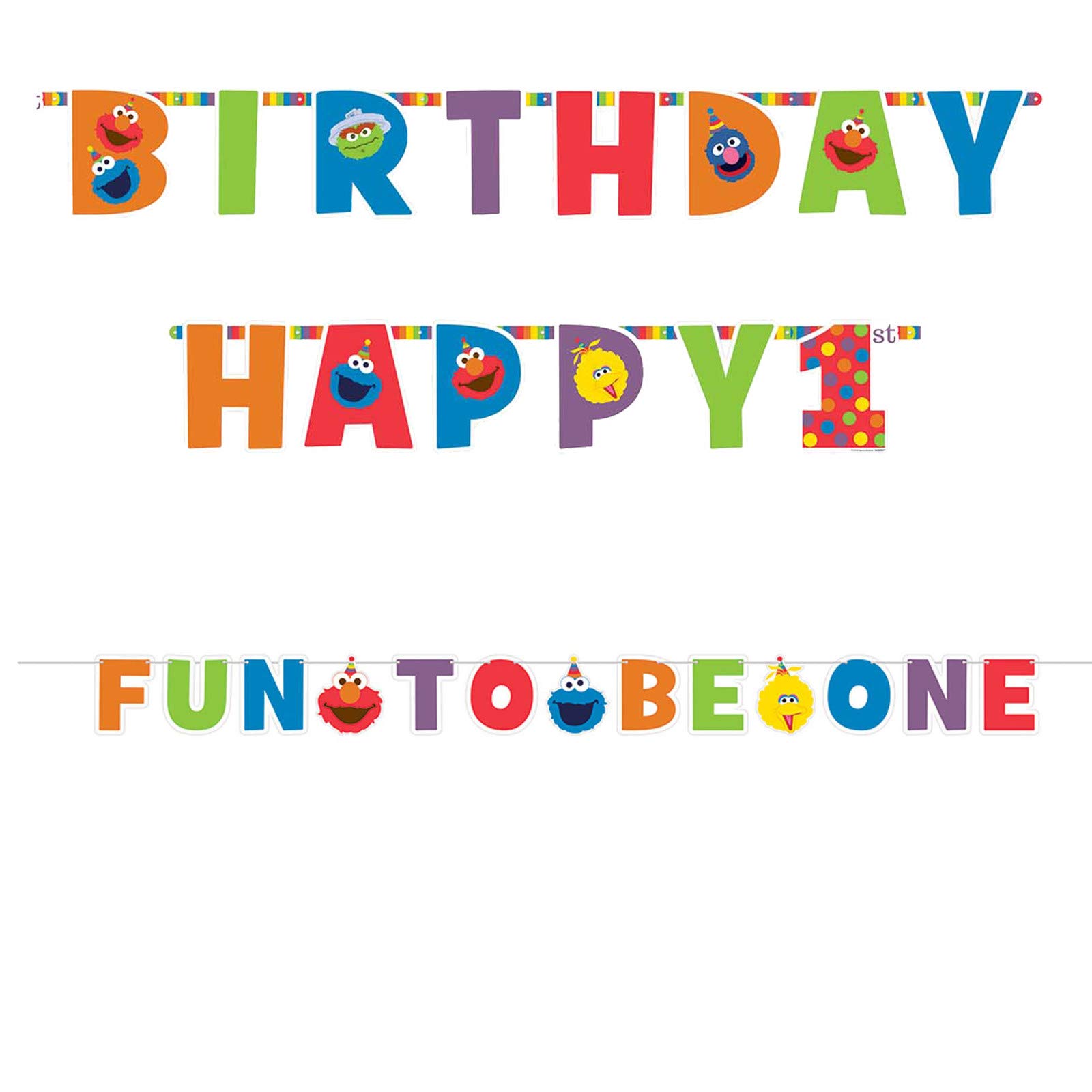 Amscan 1st Birthday Elmo Letter Banner Kit Party Supplies Elmo Sesame Street Fun to be One!