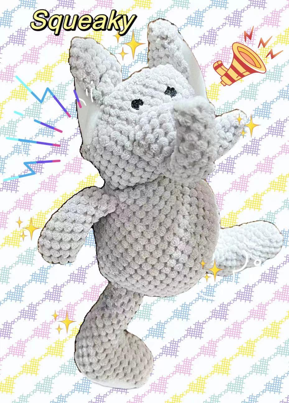 CIXOXIZ Squeaky Dog Toys,Durable Stuffed Pet Toys,Stuffed Pet Toy,Plush Corduroy Dog Toy,Elephant Squeaky Plush Dog Toy, Durable Plush Dog Toy,Chew Guard Toy,Dog Chew Toys,Cotton Rope Dog Toy