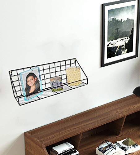Home-X Rustic Metal Wall Floating Shelf, Large Floating Shelves for Wall, Hanging Shelf for Bedroom, Bathroom, Kitchen-17" x 5" x 6"