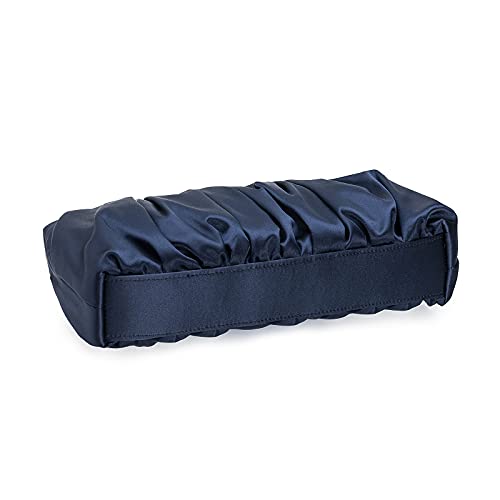 IXEBELLA Classy Evening Bags Pleated Satin Clutch Formal Dressy Purses Wedding/Prom/Party Handbag for Women (Navy)