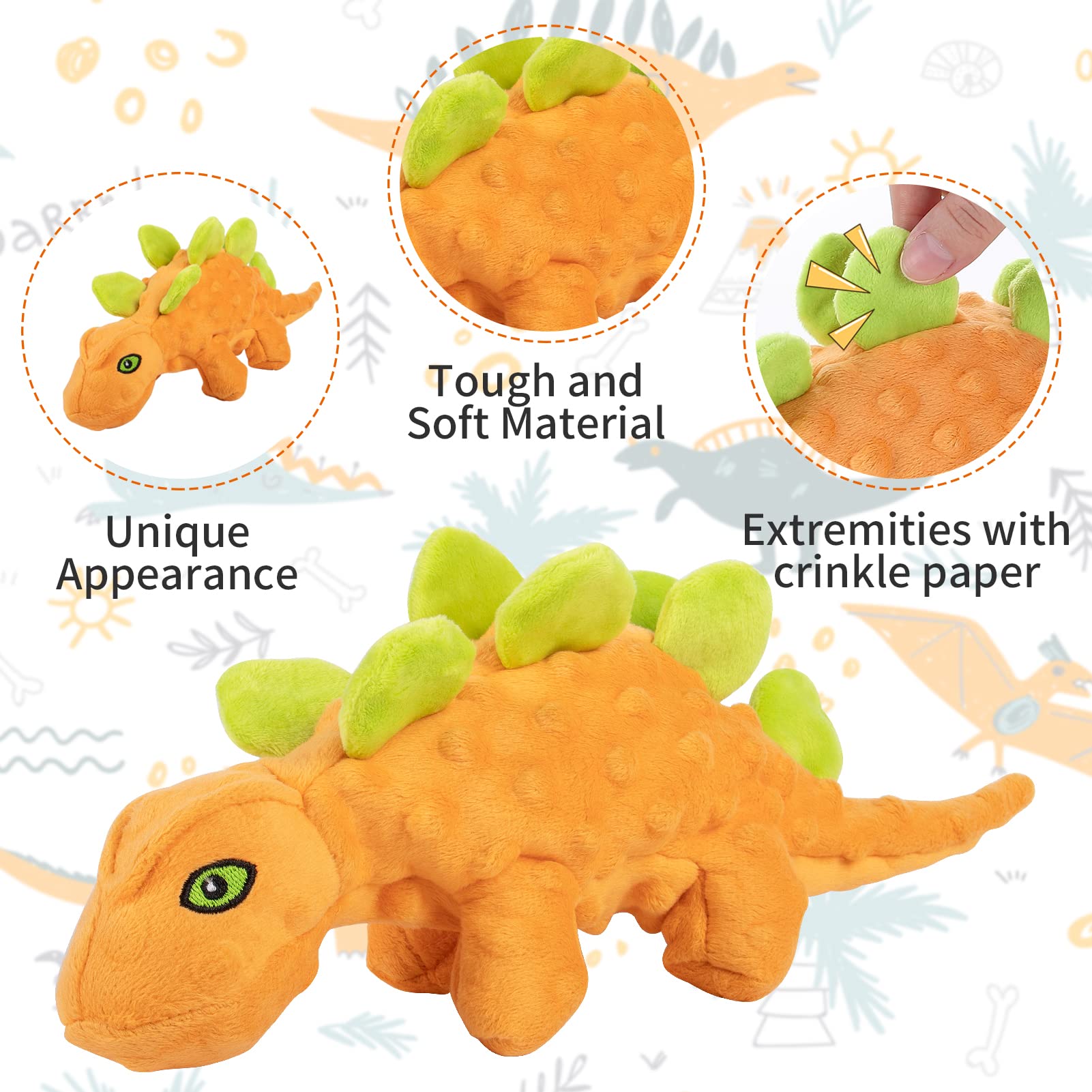 Alphatool Squeaky Dog Toy for Aggressive Chewer, Tough Plush Dog Toys for Large Dogs, Crinkle Interactive Puppy Dog Toys for Small Medium Dogs