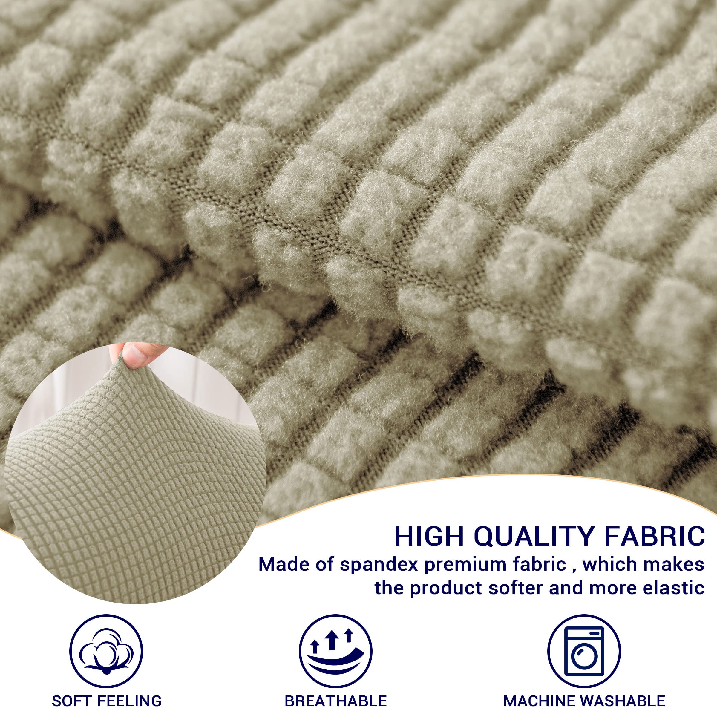 SUBRTEX Stretch Armrest Covers Spandex Arm Covers for Chairs Couch Sofa Armchair Slipcovers for Recliner Sofa with Twist Pins 2pcs (Sand)