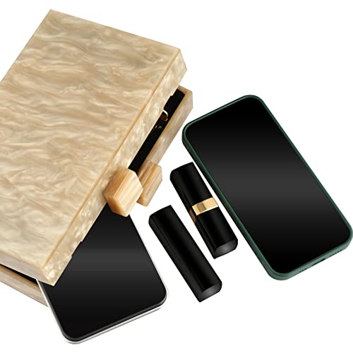 Acrylic Purses and Handbags with Marbling for Women Elegant Banquet Evening Crossbody Handbag Box Clutch (Apricot)