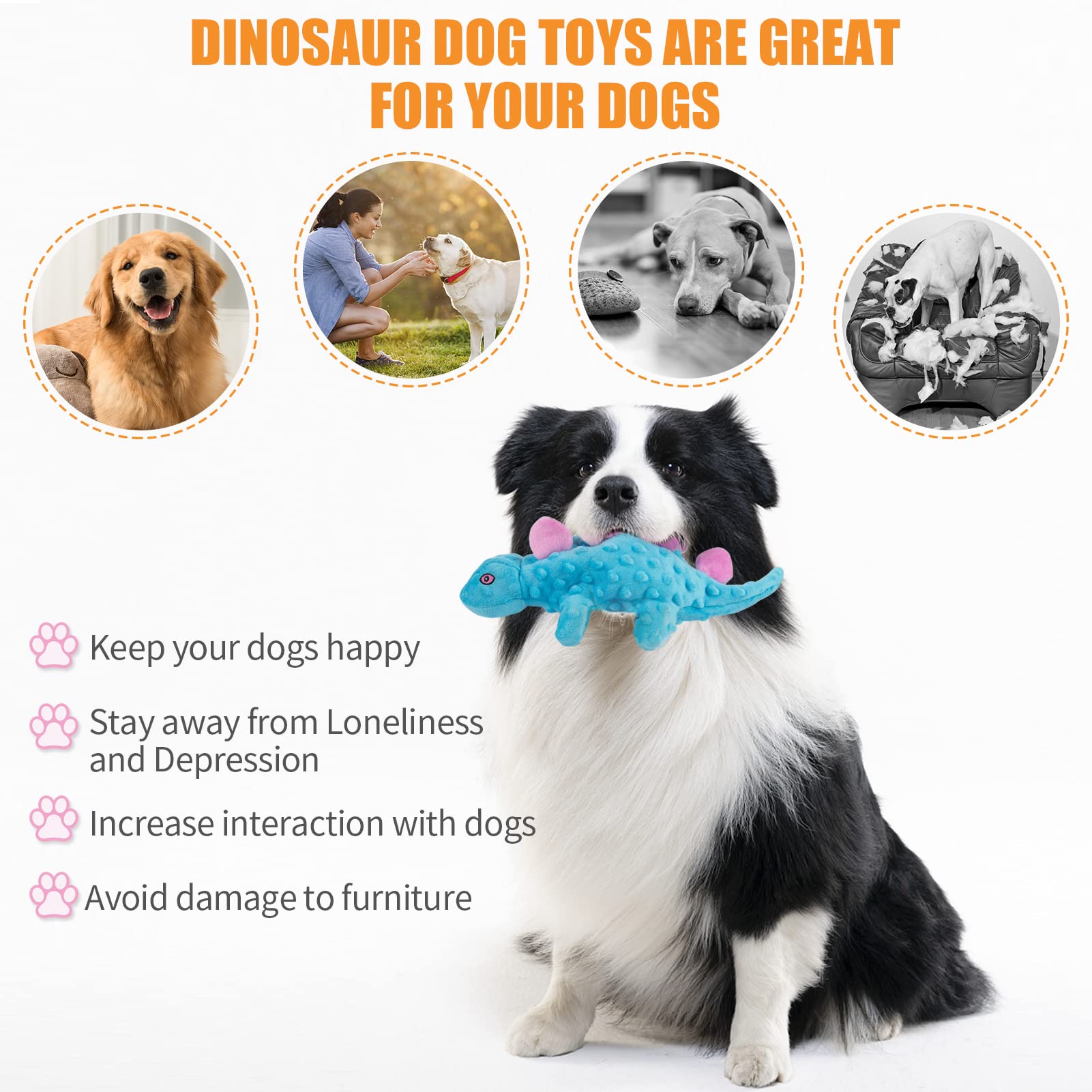 Alphatool Squeaky Dog Toy for Aggressive Chewer, Tough Plush Dog Toys for Large Dogs, Crinkle Interactive Puppy Dog Toys for Small Medium Dogs