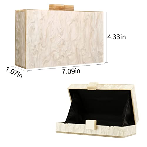 Acrylic Purses and Handbags with Marbling for Women Elegant Banquet Evening Crossbody Handbag Box Clutch (Apricot)