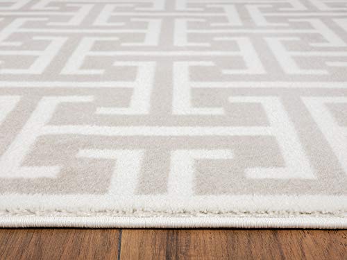 Abani Contemporary 3D Beige & White Geometric Area Rug - Modern 7'9" x 10'2" Arto Collection Neutral Rug Rugs