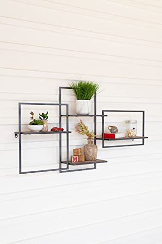 Kalalou CHW1187 Multi Level Wood and Wall Shelf, See Image