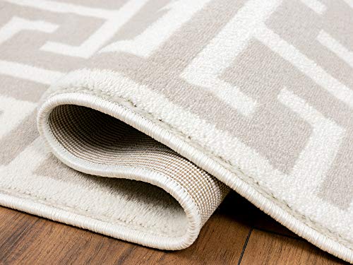 Abani Contemporary 3D Beige & White Geometric Area Rug - Modern 7'9" x 10'2" Arto Collection Neutral Rug Rugs