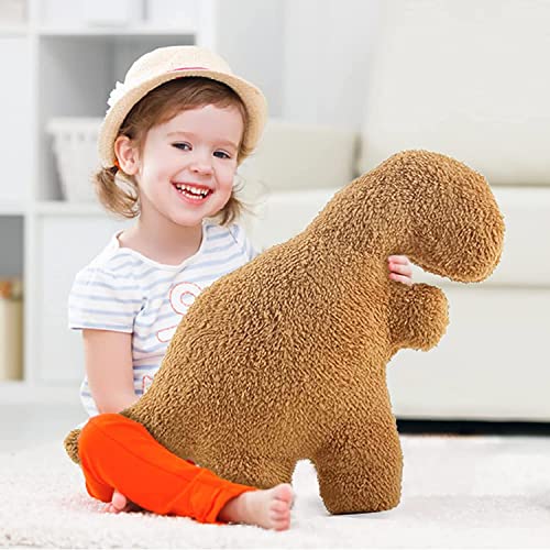 SNOWOLF 27.5" Cute Dino Nugget Pillow Soft Squishy Dinosaur Chicken Nugget Pillow Plush Toy for Decorations (Can't Stand Still), Creative Gift Ideas for Boys Girls Easter Birthday (Brontosaurus)