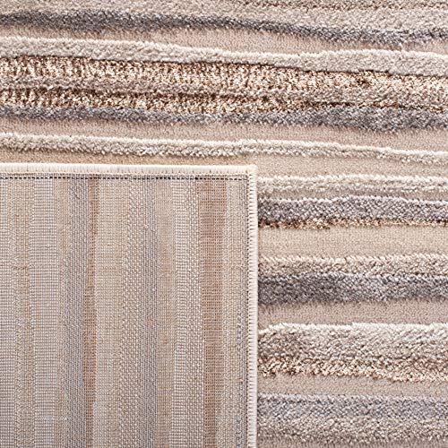 SAFAVIEH Lagoon Collection 8' x 10' Ivory / Brown LGN148B Distressed Non-Shedding Living Room Bedroom Dining Home Office Area Rug