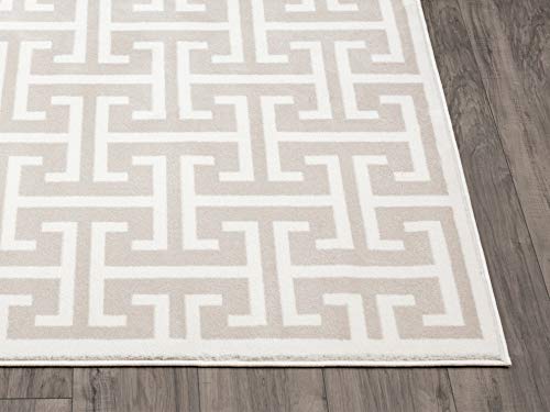 Abani Contemporary 3D Beige & White Geometric Area Rug - Modern 7'9" x 10'2" Arto Collection Neutral Rug Rugs