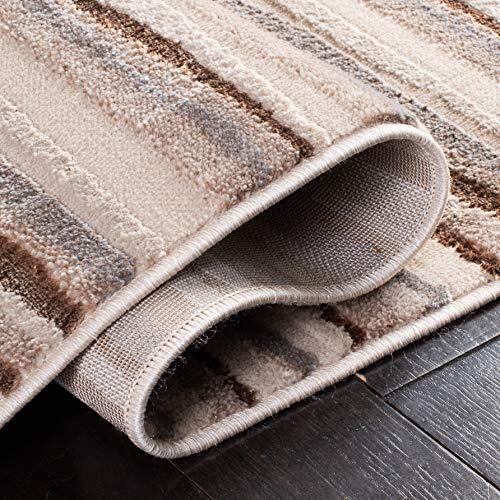 SAFAVIEH Lagoon Collection 8' x 10' Ivory / Brown LGN148B Distressed Non-Shedding Living Room Bedroom Dining Home Office Area Rug