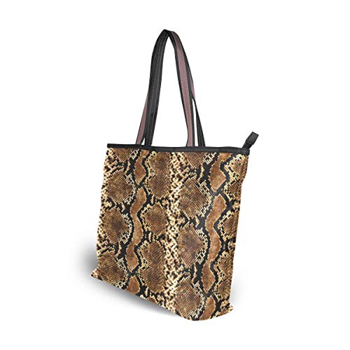 QMXO Snake Skin Print Handbags and Purse for Women Tote Bag Large Capacity Top Handle Shopper Shoulder Bag