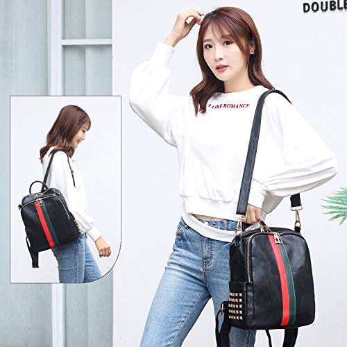 Alovhad Pu Leather Mini Backpack For Women Purse Cute Daypack Bag Fashion Shoulder Bag (B-Big Black)