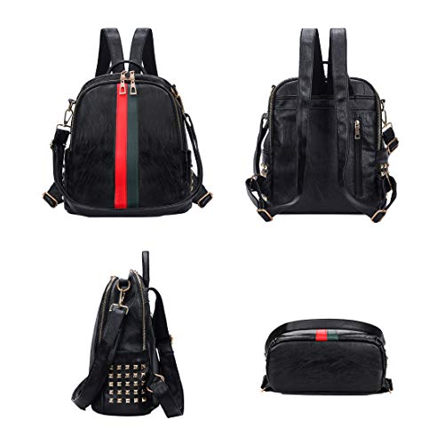 Alovhad Pu Leather Mini Backpack For Women Purse Cute Daypack Bag Fashion Shoulder Bag (B-Big Black)