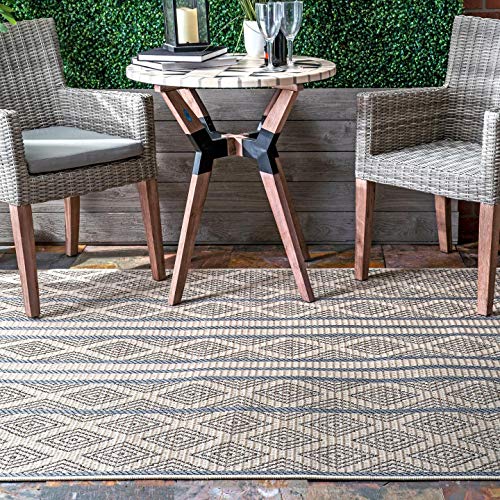 nuLOOM Charter Banded Trellis Indoor/Outdoor Area Rug, 5' x 8', Light Grey