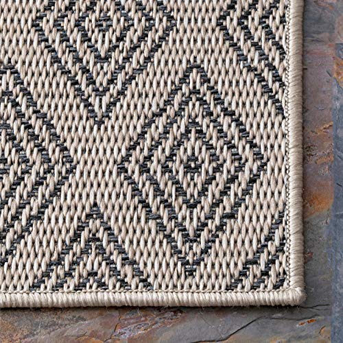 nuLOOM Charter Banded Trellis Indoor/Outdoor Area Rug, 5' x 8', Light Grey
